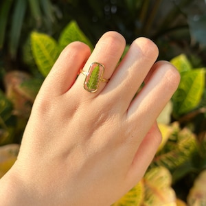 Adjustable Fern Leaf Real Plant Ring, Handmade Pressed Green Leaf Ring ...