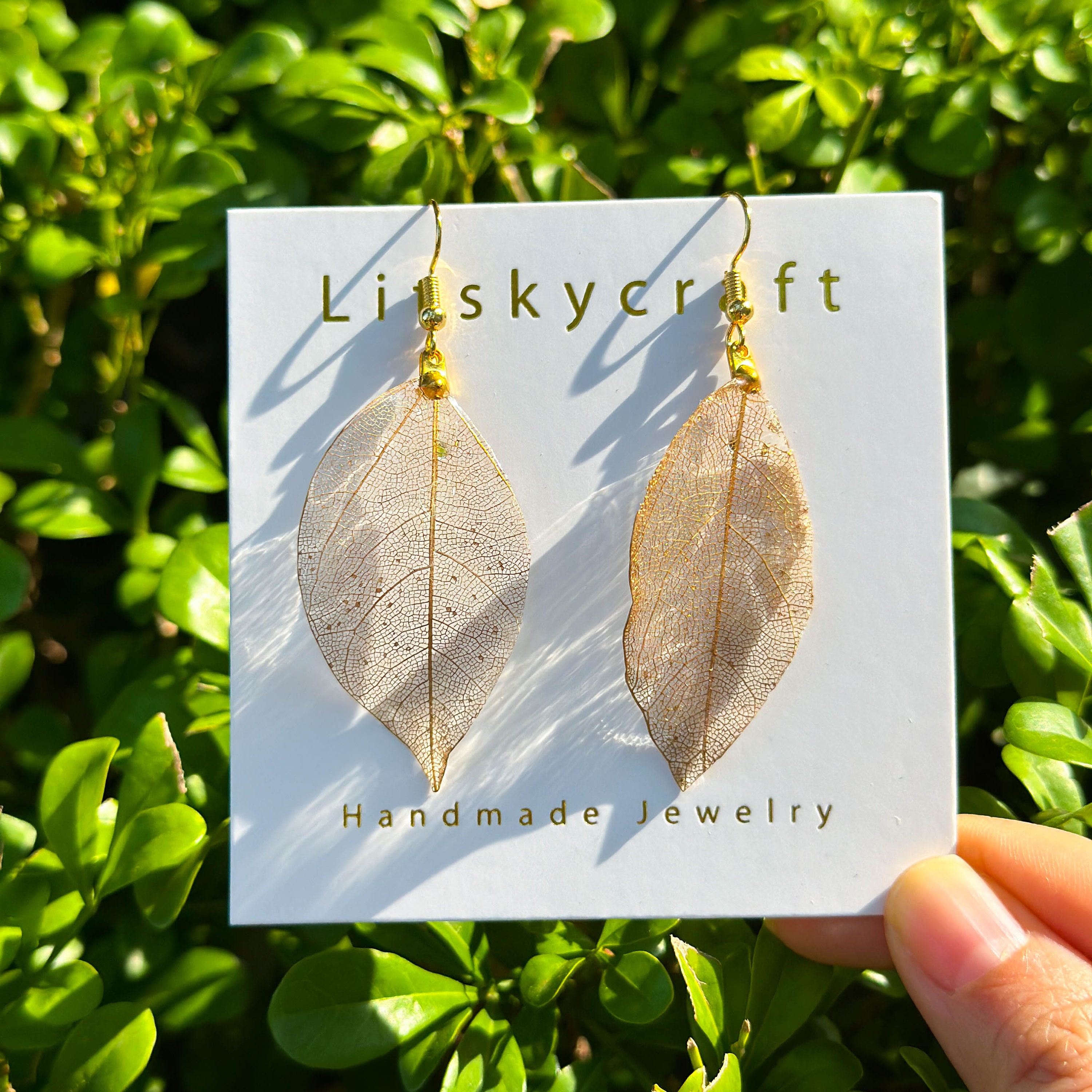 Gold Real Leaves Earrings, Gold Leaf Earrings, Handmade Leaves Earrings ...