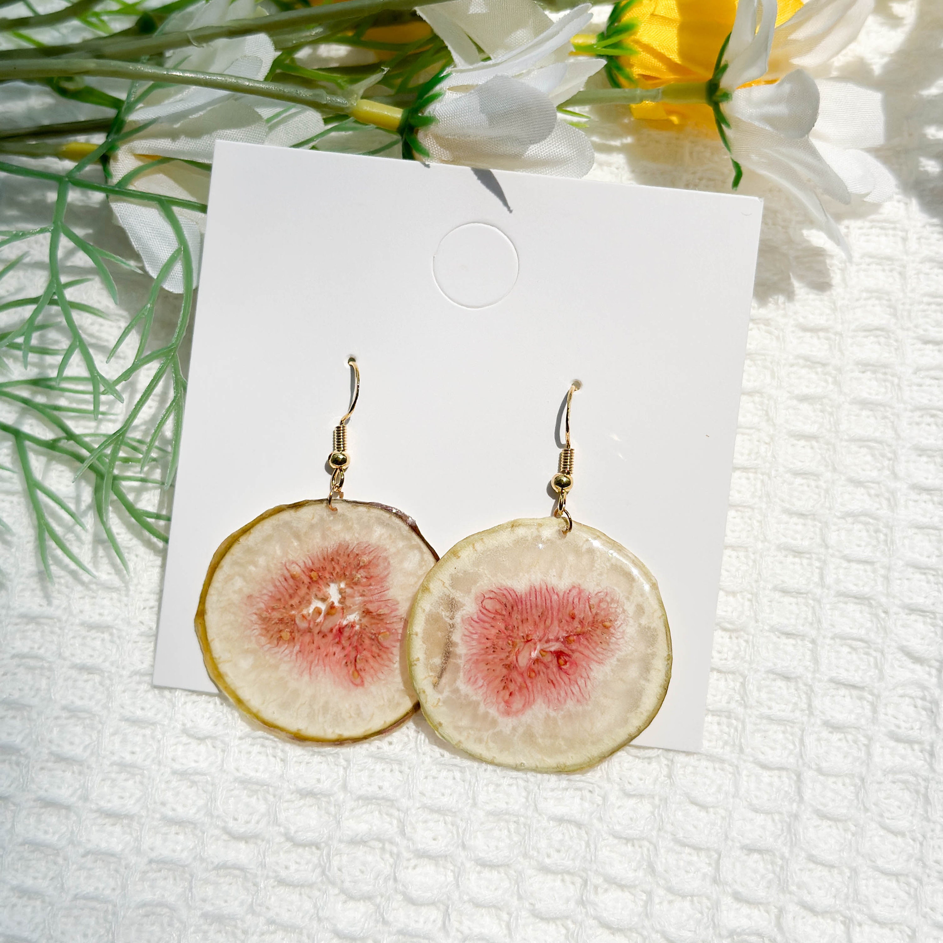Real Resin Fig Fruit Earrings Handmade Pressed Fig Resin - Etsy