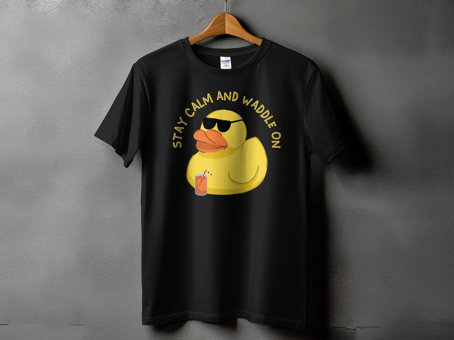Stay Calm and Waddle on T-shirt, Funny Duck Graphic Tee, Cool Duck With ...
