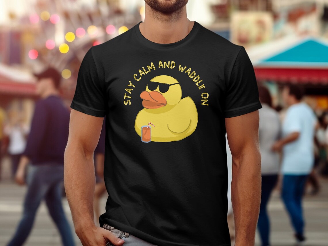 Stay Calm and Waddle on T-shirt, Funny Duck Graphic Tee, Cool Duck With ...