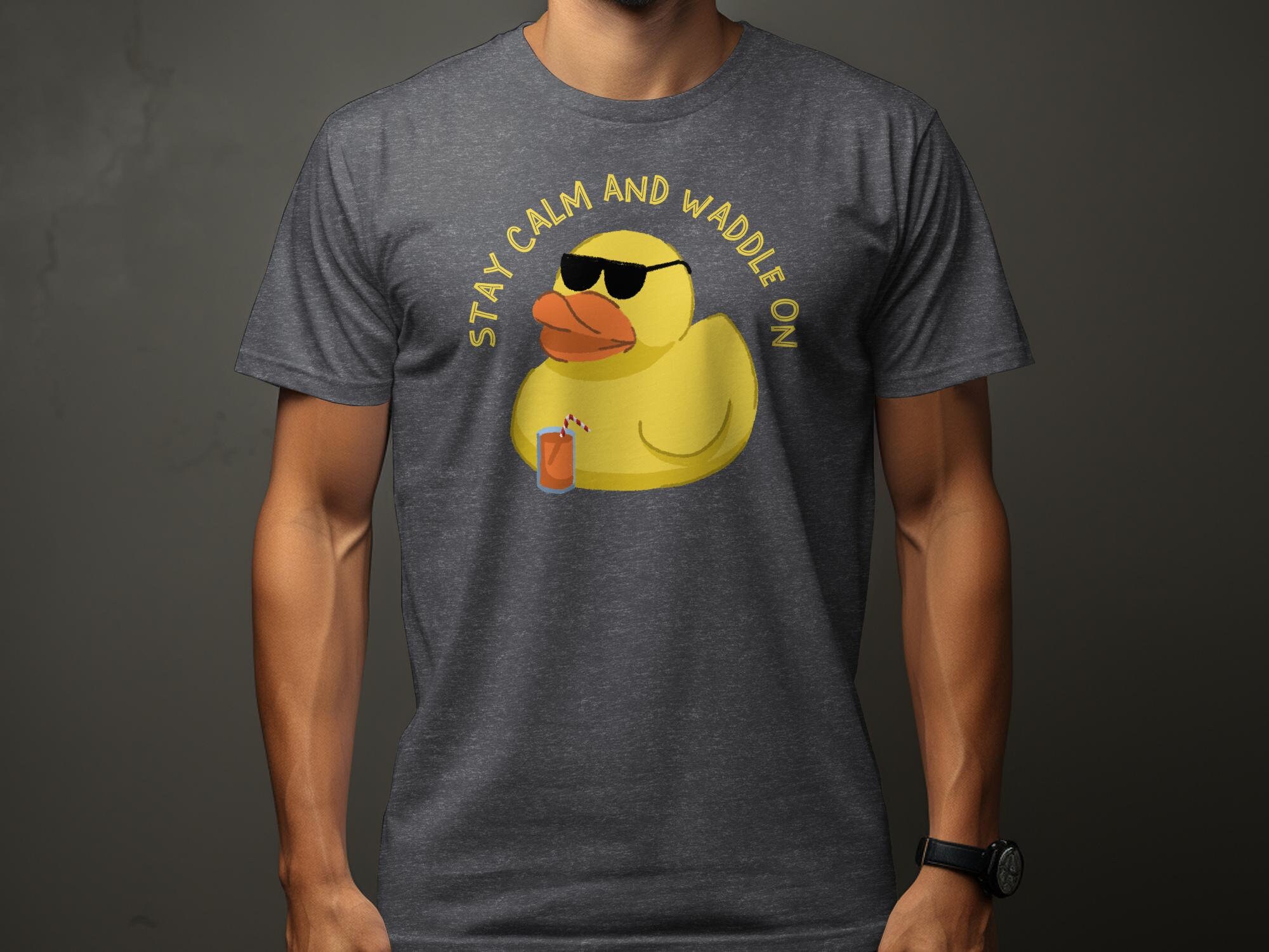 Stay Calm and Waddle on T-shirt, Funny Duck Graphic Tee, Cool Duck With ...