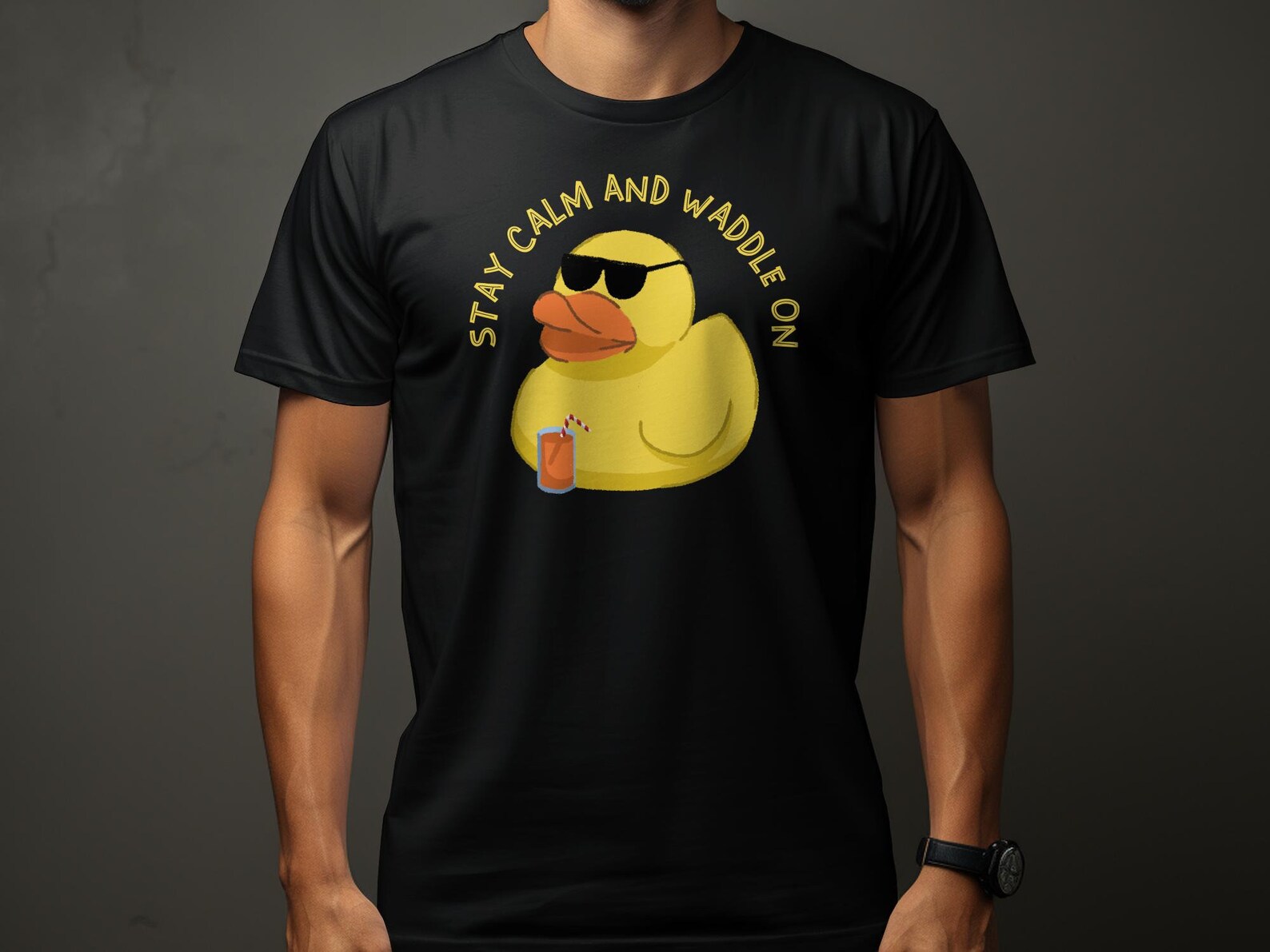Stay Calm and Waddle on T-shirt, Funny Duck Graphic Tee, Cool Duck With ...