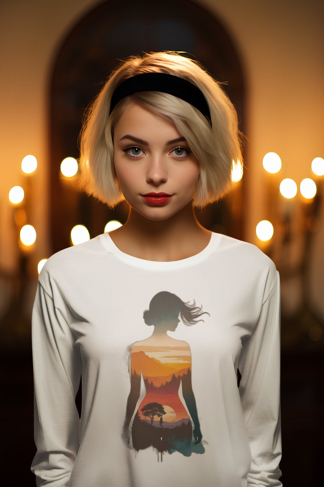 Womens Graphic Tee: Silhouette Sunset Design, Long Sleeve Shirt - Etsy
