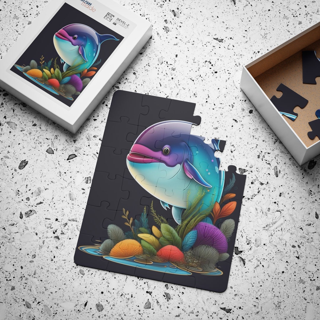 Cute Dolphin Puzzle for Kids Colorful Dolphin Puzzle Kids Puzzle 30 ...