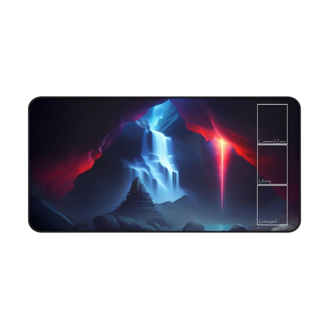 Magic Play Mat Magic Board Mat MTG Game Mat Red and Blue Cave Commander ...