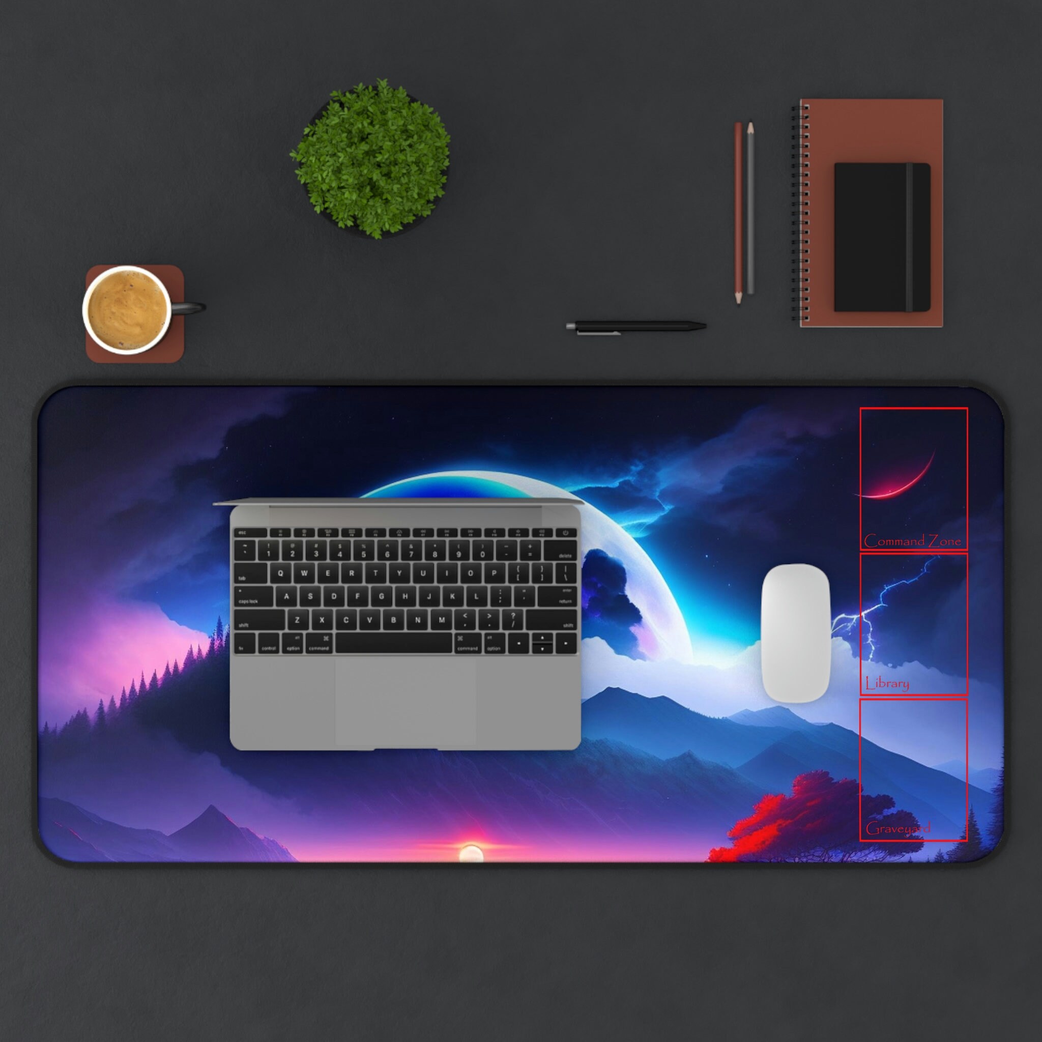 Magic Play Mat Magic Board Mat MTG Game Mat Red Blue Moon Sky Commander ...