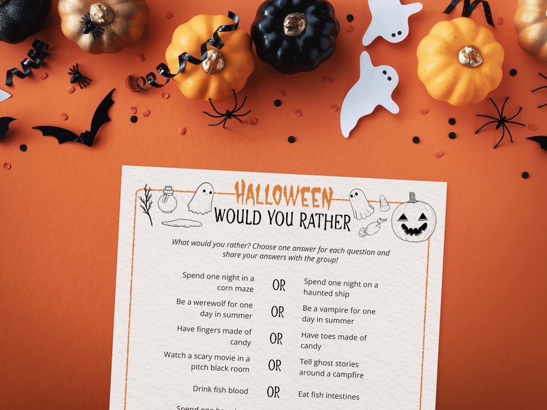 Halloween Would You Rather Printable, This or That Game, Halloween ...