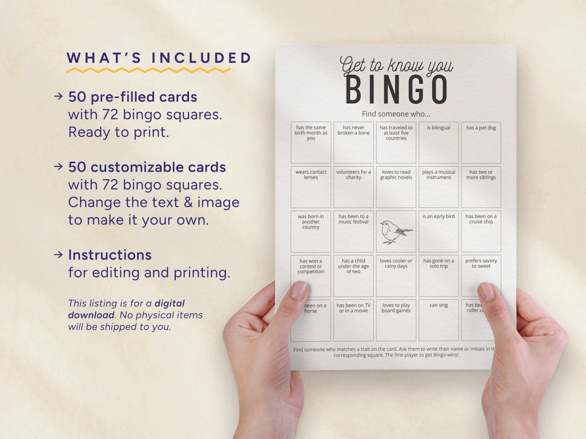 Editable Get to Know You Bingo, Find the Guest Bingo, Office Bingo ...