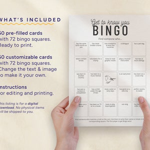 Editable Get to Know You Bingo, Find the Guest Bingo, Office Bingo ...