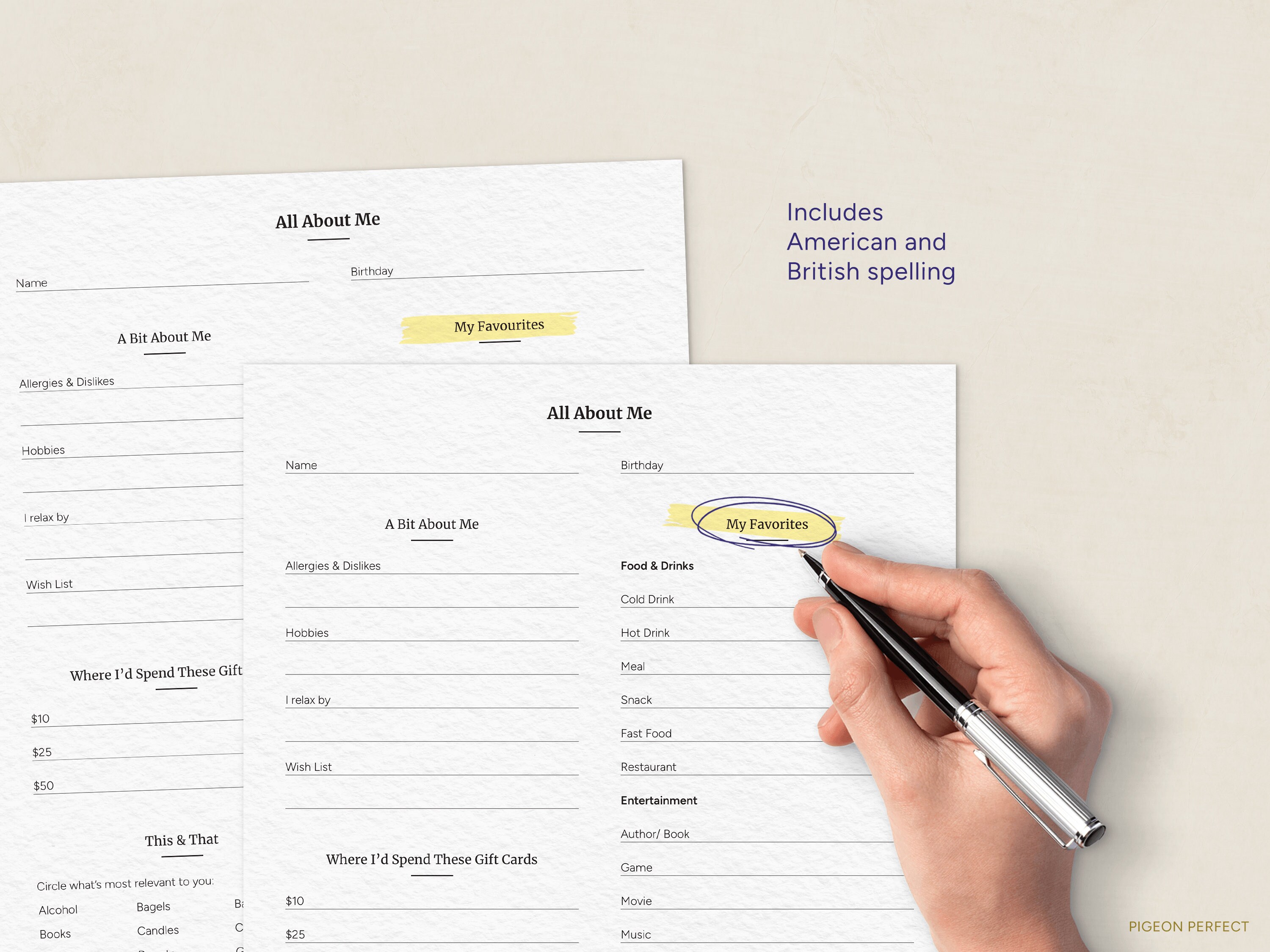 Printable All About Me Survey, Employee Favorites List, Instant ...