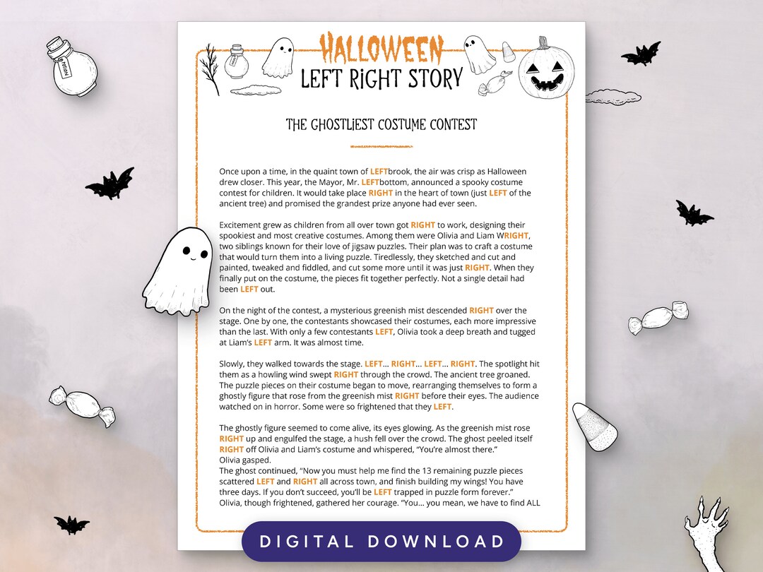 Halloween Left Right Game Printable, Pass the Gift Game, Halloween ...