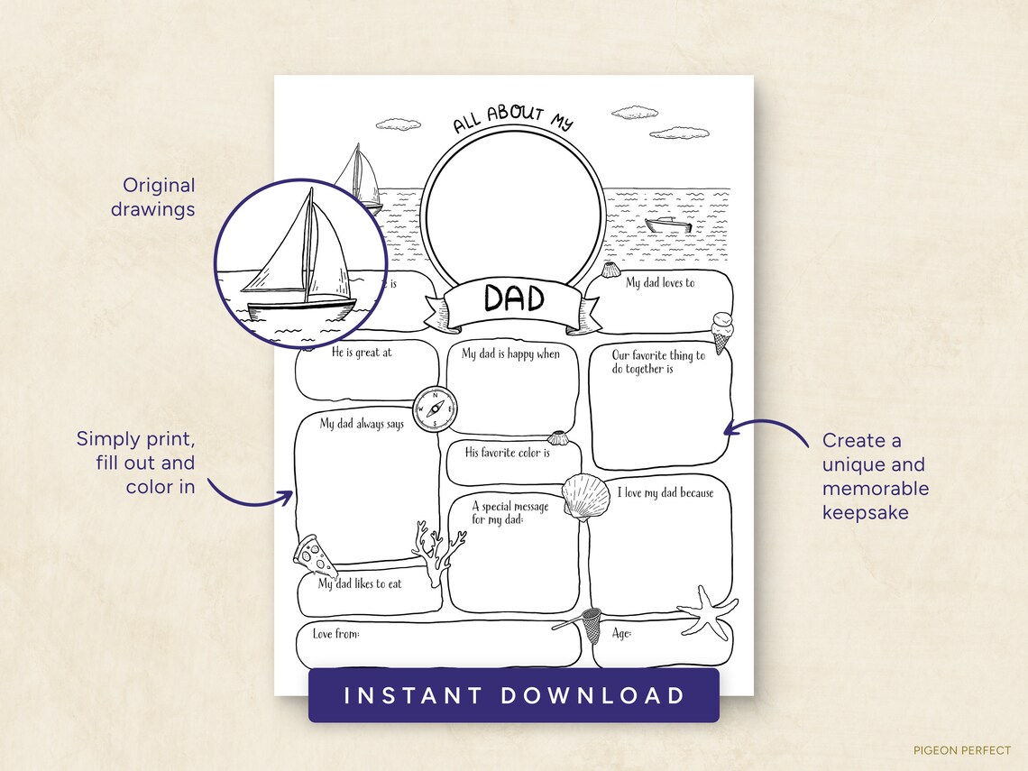 Father's Day Questionnaire, All About My Dad Printable for Dad, Bonus ...