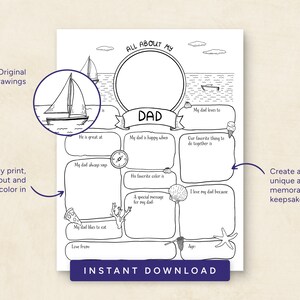 Father's Day Questionnaire, All About My Dad Printable for Dad, Bonus ...