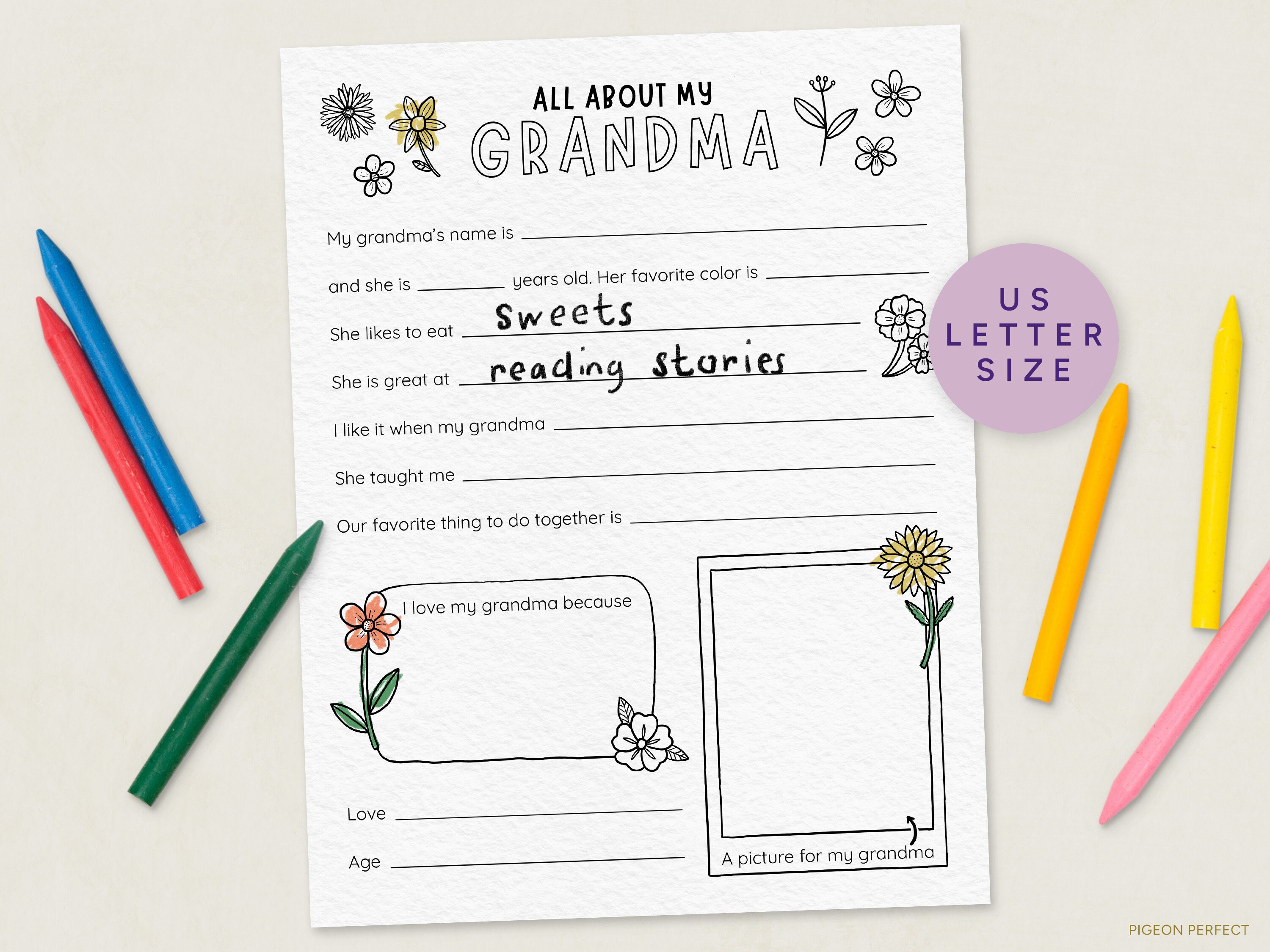 All About My Grandma, Mother's Day Gift, Grandparent's Day Gift From ...