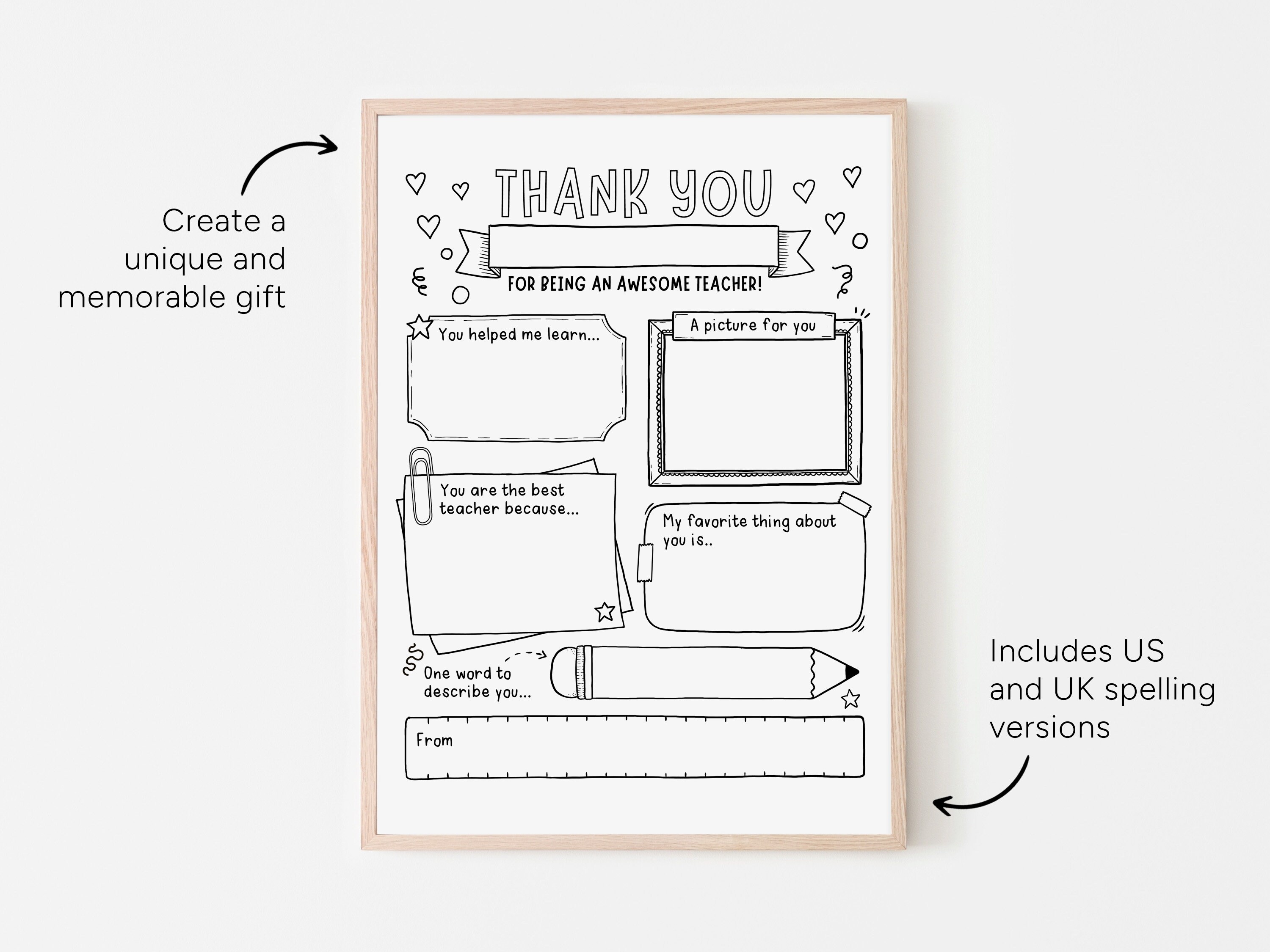 Teacher Appreciation Gift, All About My Teacher Printable, Teacher ...