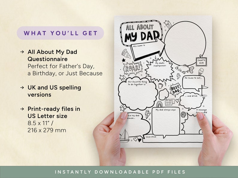 All About My Dad Printable, Superhero Father's Day Questionnaire ...