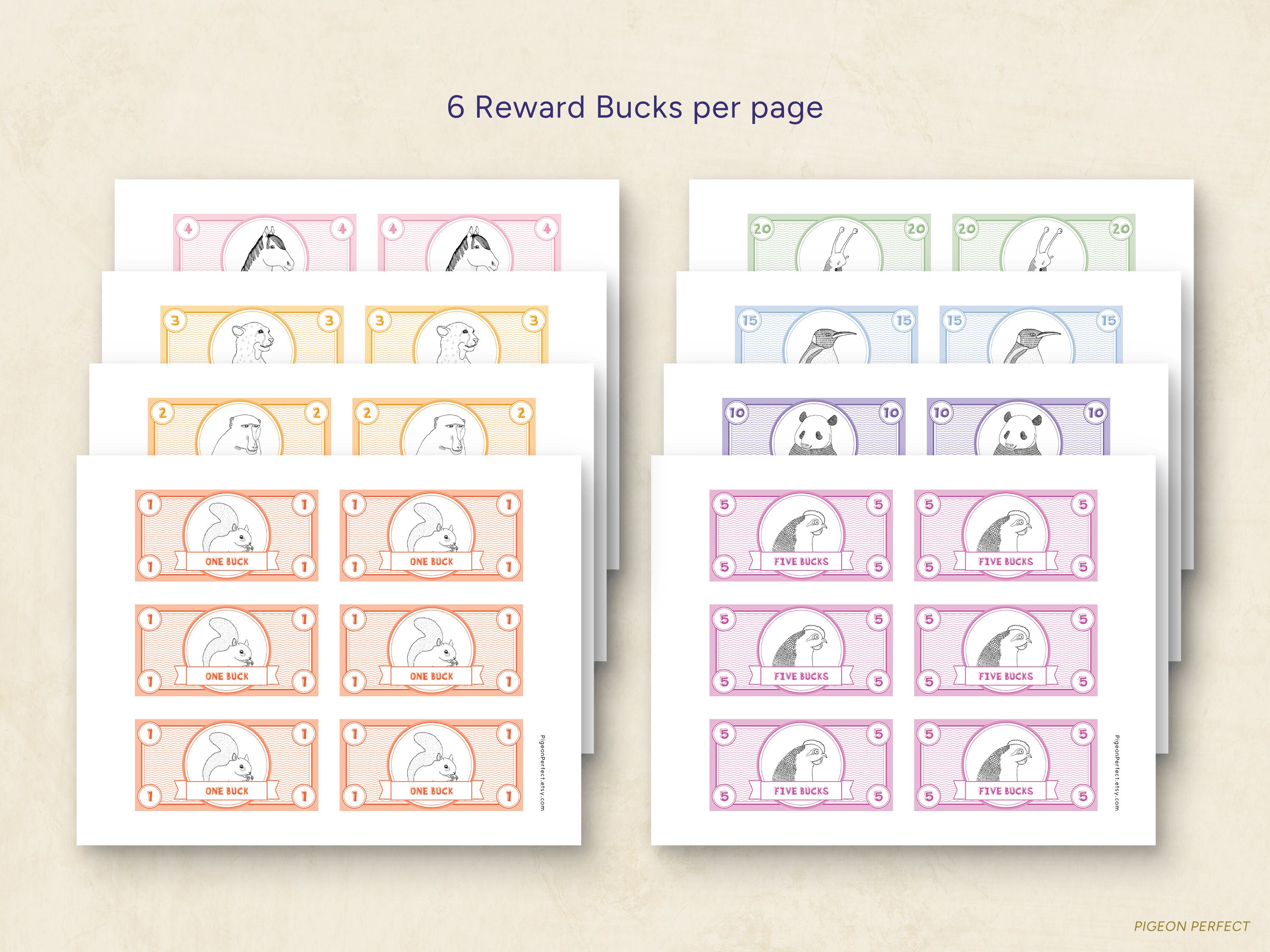Editable Kids Reward Bucks, Printable Play Money, Mom Bucks, Reward ...