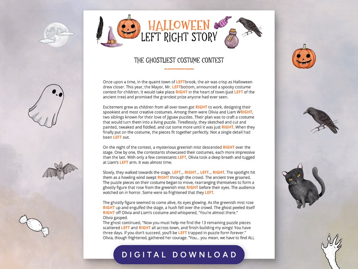 Halloween Left Right Game, Printable Pass the Gift Game, Halloween ...