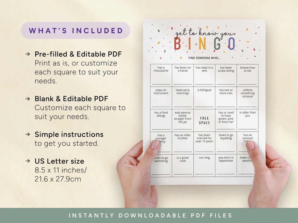 Editable Get to Know You Bingo, Find the Guest Bingo, Coworker Bingo ...
