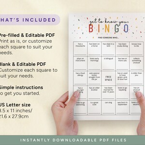 Editable Get to Know You Bingo, Find the Guest Bingo, Coworker Bingo ...
