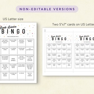 Editable Family Reunion Bingo Game, Get to Know You Bingo, Find the ...