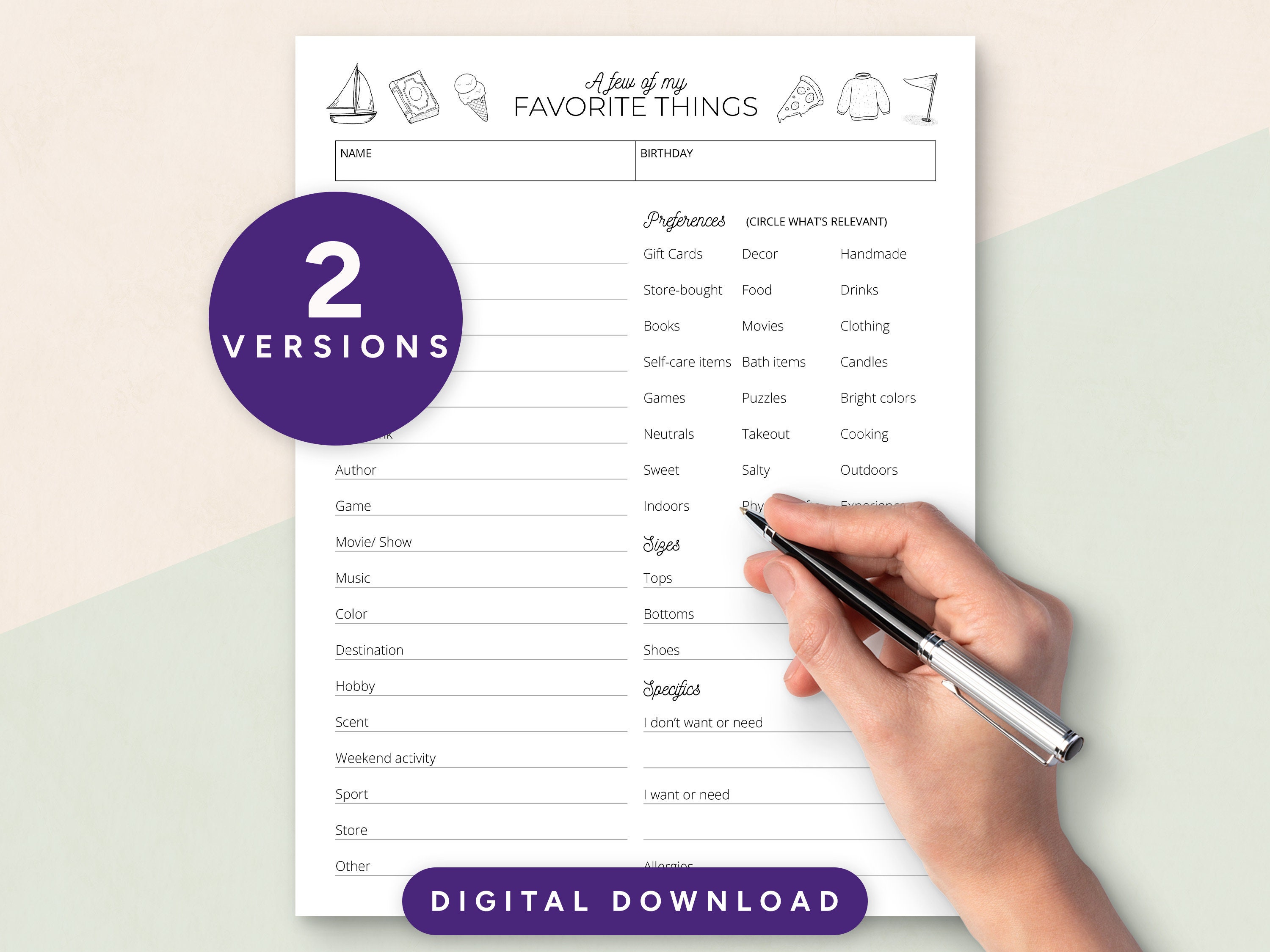 Favorite Things List Printable, Get to Know You, All About My Teacher ...