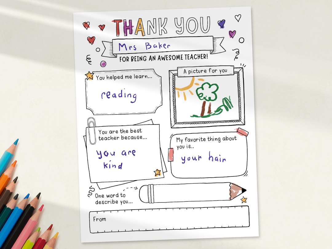 Teacher Appreciation Gift, All About My Teacher Printable, Teacher ...