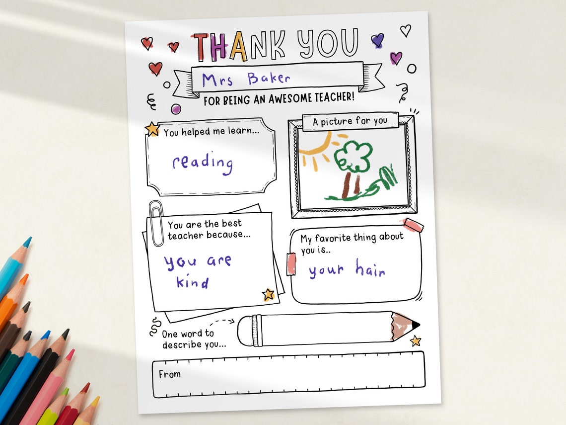 Teacher Appreciation Gift, All About My Teacher Printable, Teacher ...