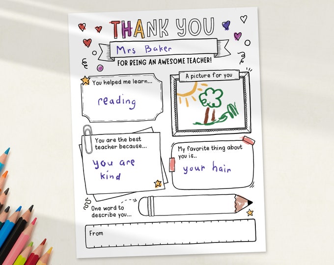 Teacher Appreciation Gift, All About My Teacher Printable, Teacher ...