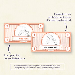 Editable Kids Reward Bucks, Printable Play Money, Mom Bucks, Reward ...