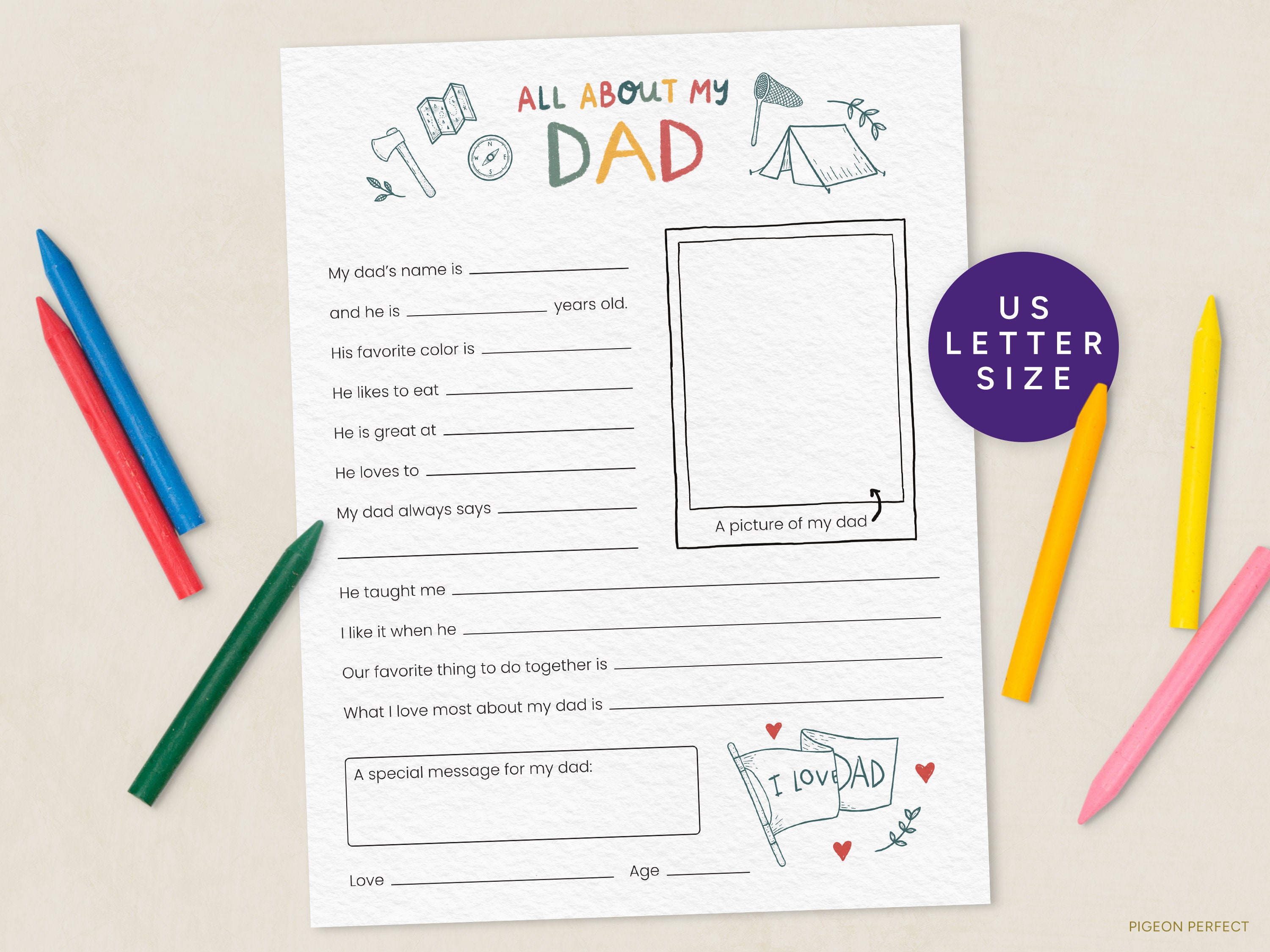 All About My Dad Printable, DIY Father's Day Questionnaire, Instant ...