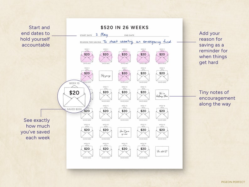 26-week Savings Challenge Printable, Bi-weekly Savings Challenge ...
