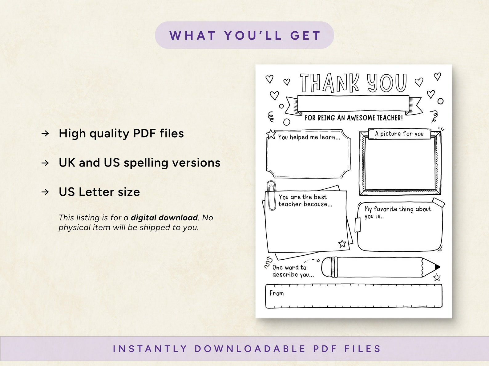 Teacher Appreciation Gift, All About My Teacher Printable, Teacher ...