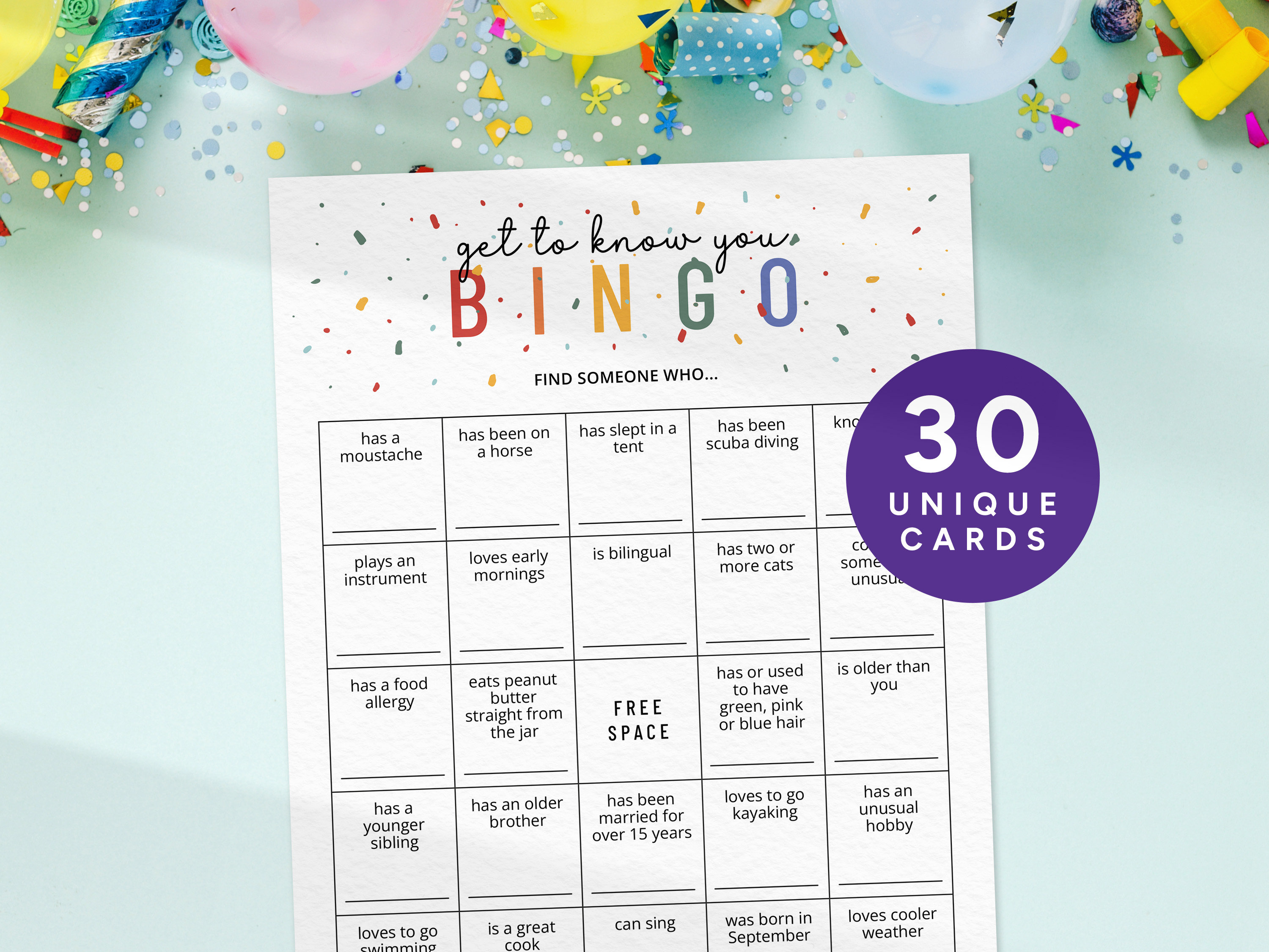 Editable Get to Know You Bingo, Find the Guest Bingo, Coworker Bingo ...