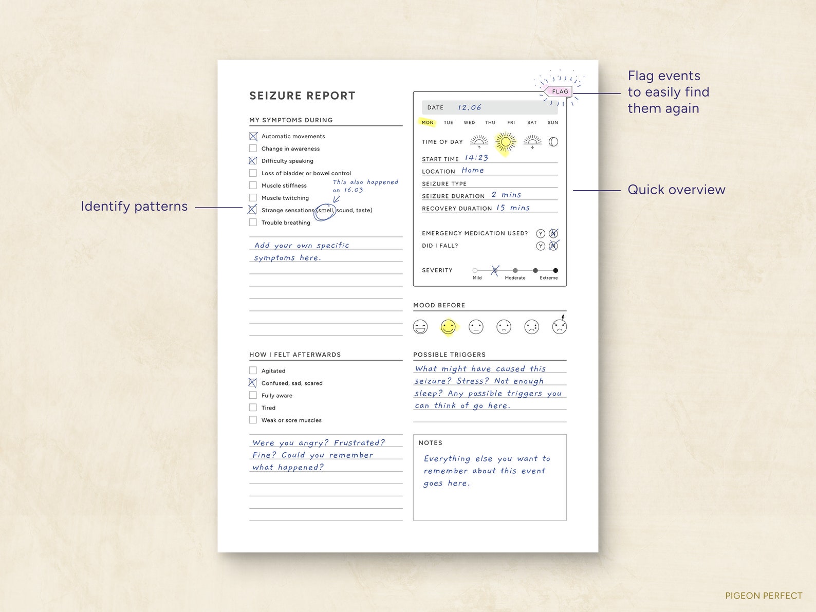 Printable Seizure Tracker Set, Symptom Tracker, Medical Planner ...