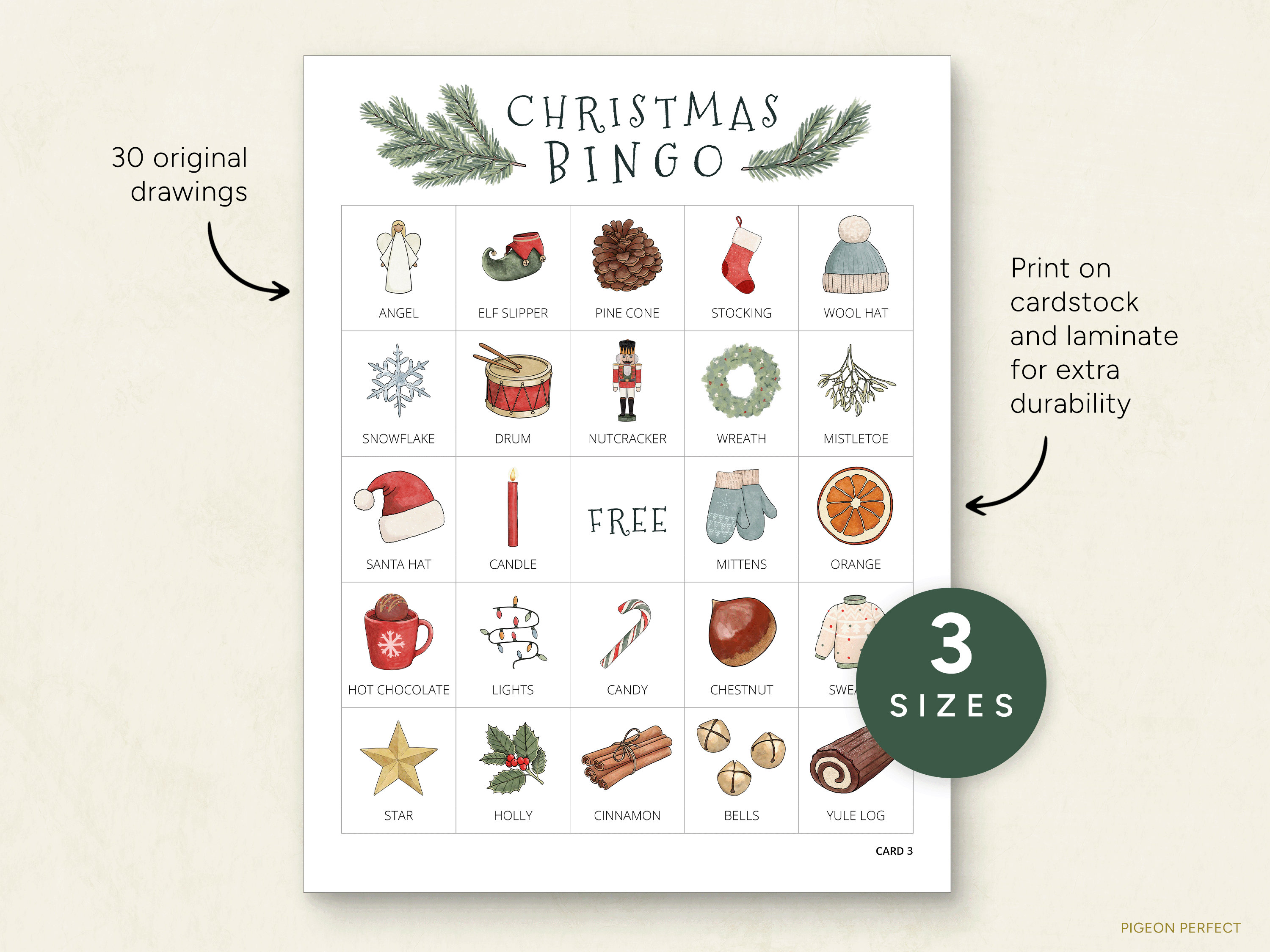 Printable Christmas Bingo for 50, Holiday Bingo, Christmas Party Game ...