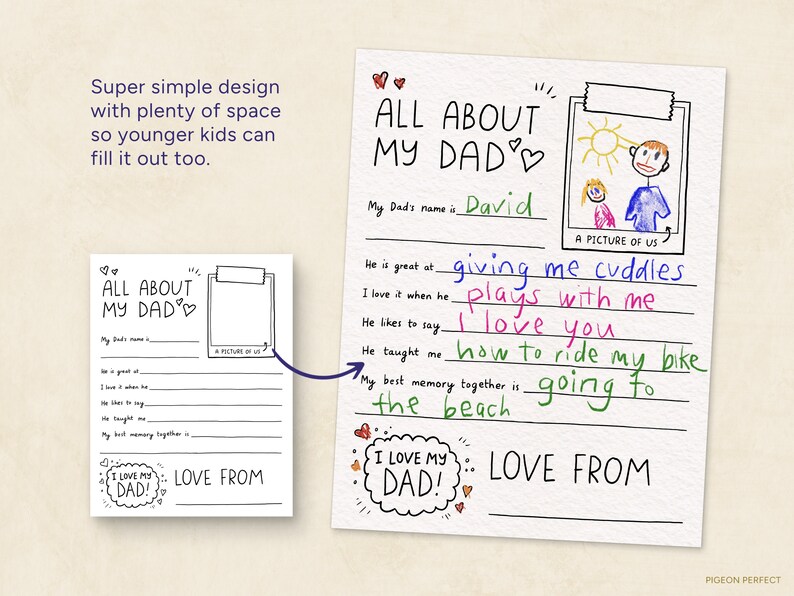 All About My Dad Printable, DIY Father’s Day Gift From Kids, Instant ...