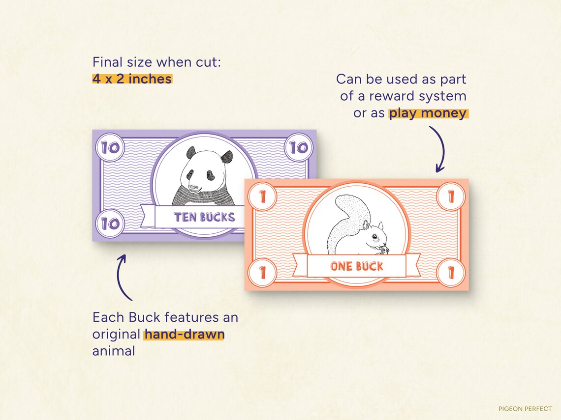 Editable Kids Reward Bucks, Printable Play Money, Mom Bucks, Reward ...