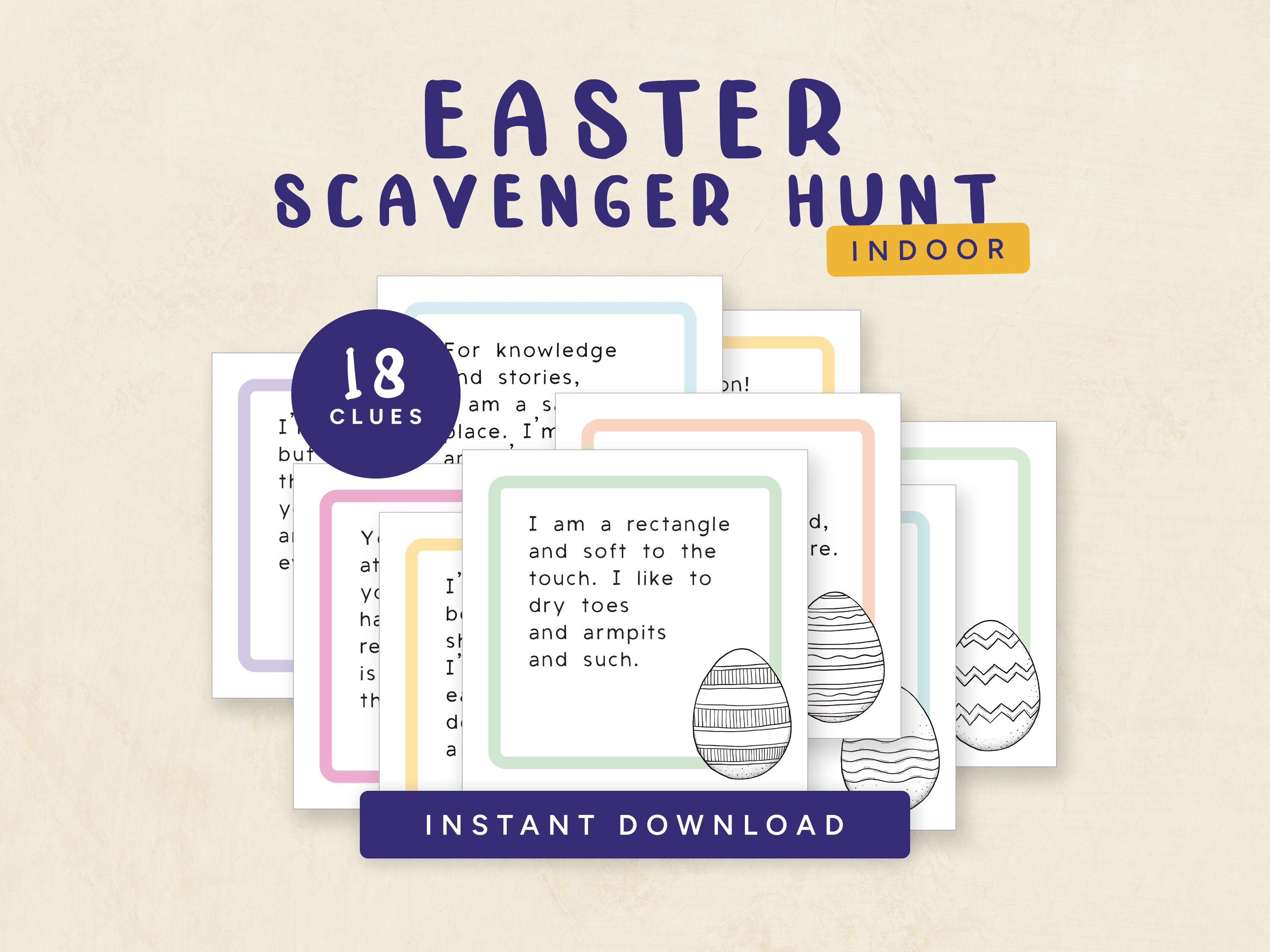 Easter Scavenger Hunt for Kids, Printable Indoor Easter Treasure Hunt ...