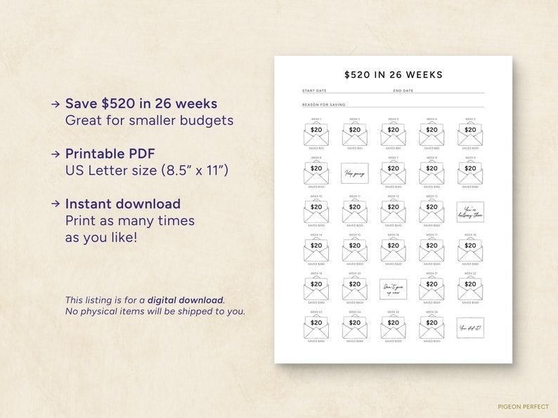26-week Savings Challenge Printable, Bi-weekly Savings Challenge ...