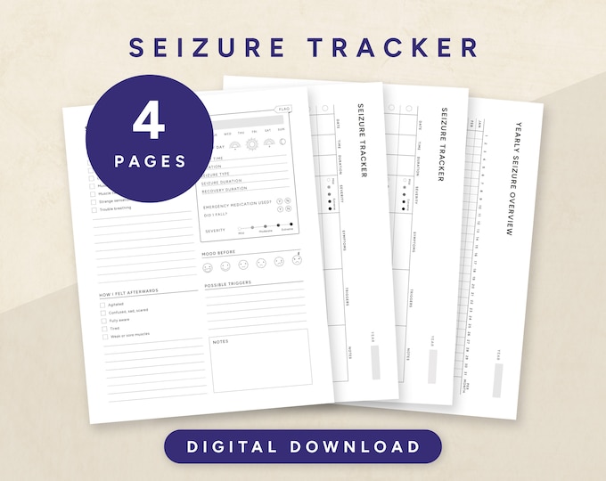Printable Seizure Tracker Set, Symptom Tracker, Medical Planner ...