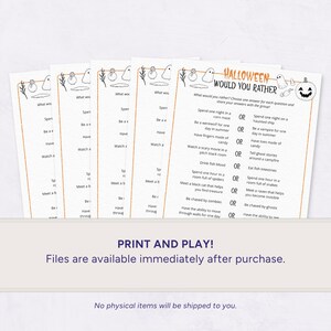 Halloween Would You Rather Printable, This or That Game, Halloween ...
