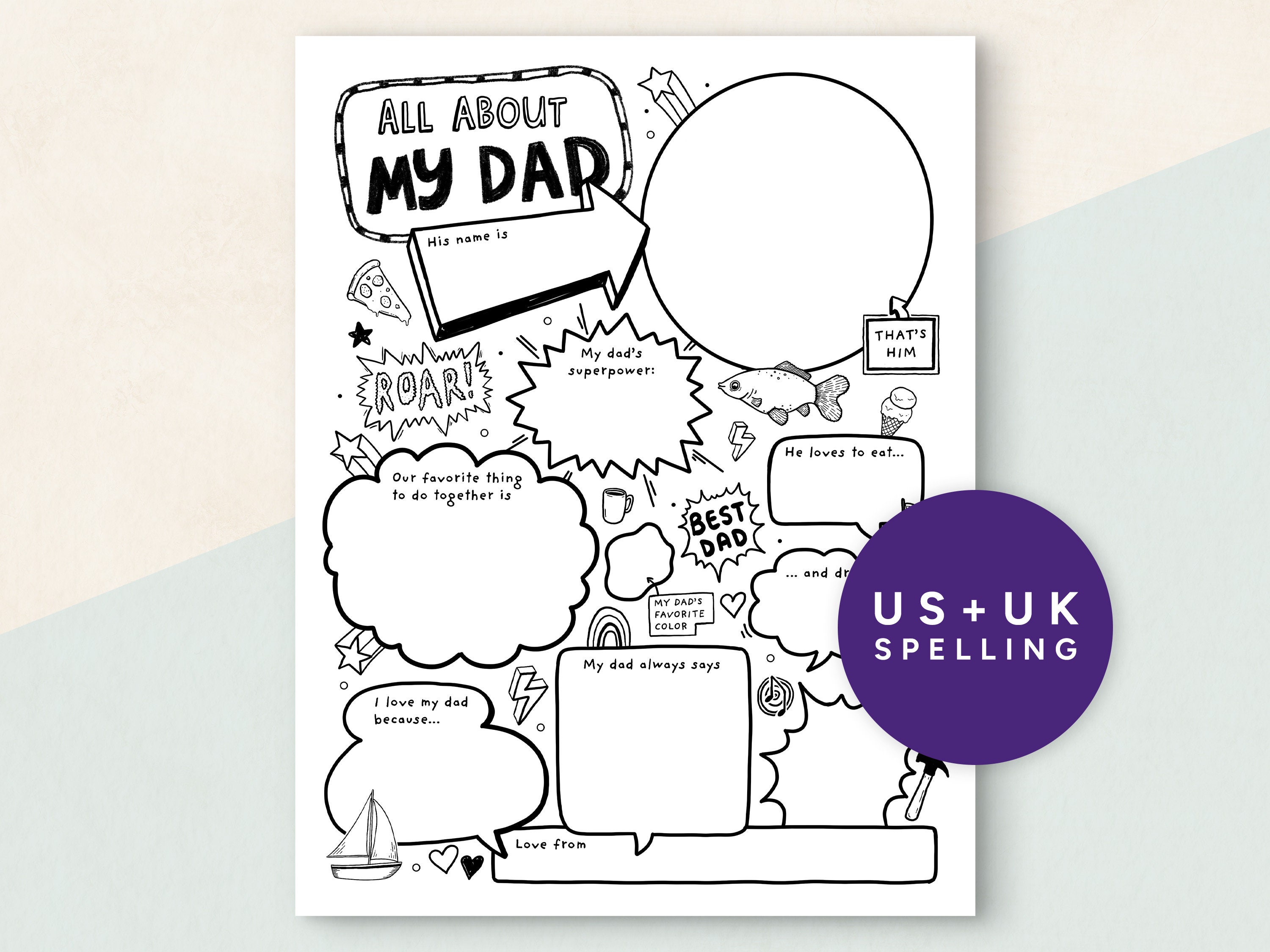 All About My Dad Printable, Superhero Father's Day Questionnaire ...