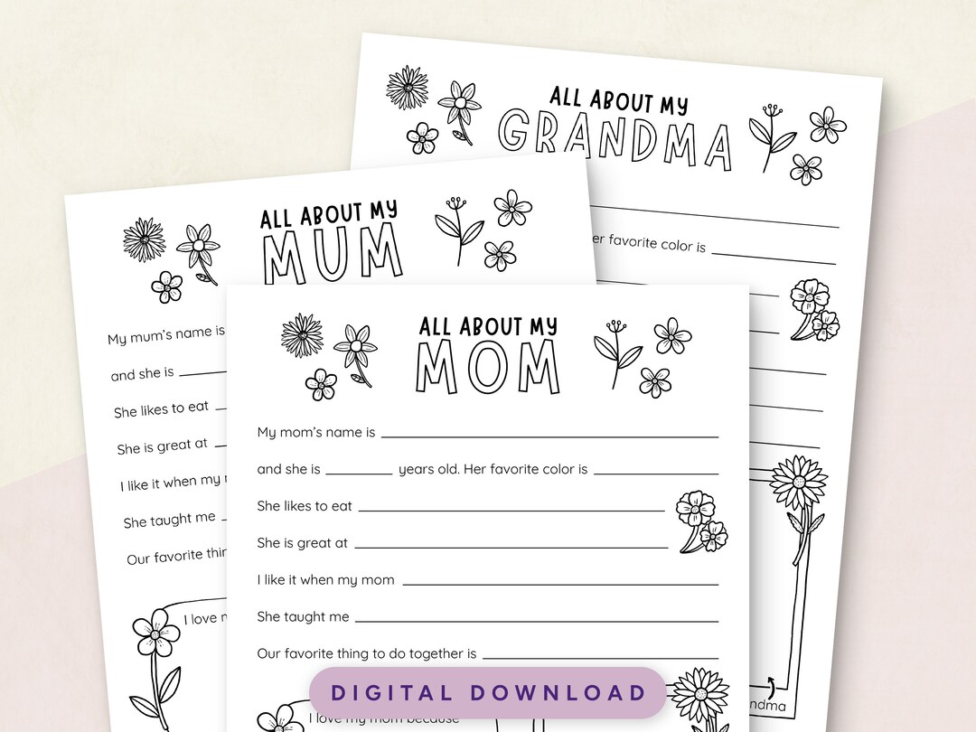 All About My Mom, Mother's Day Gift, All About My Mum, All About My ...