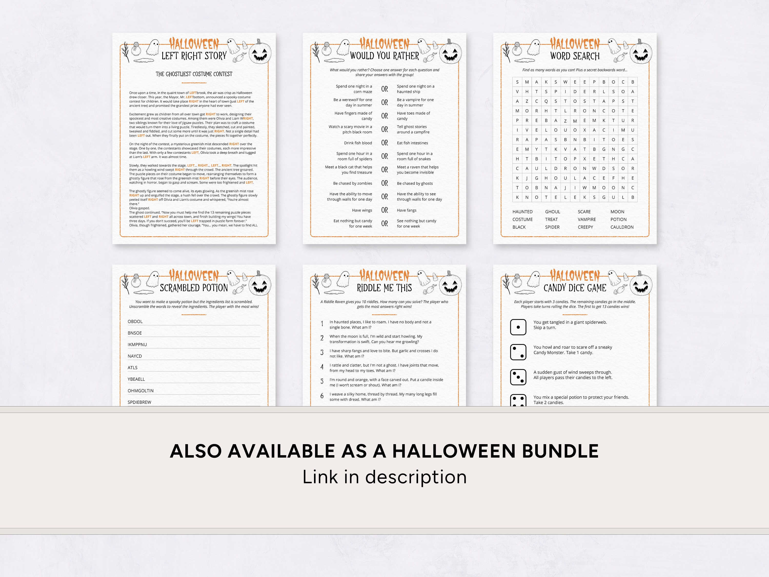 Halloween Left Right Game Printable, Pass the Gift Game, Halloween ...