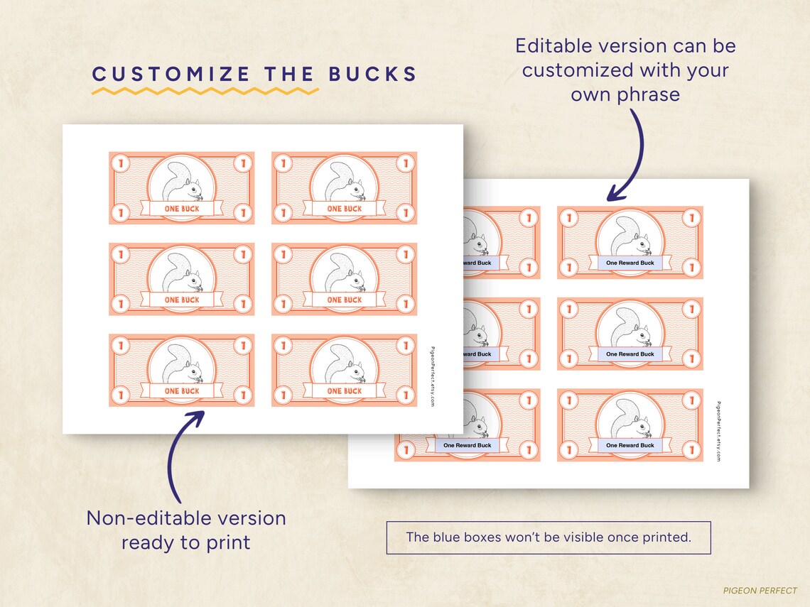 Editable Kids Reward Bucks Printable Play Money Mom Bucks - Etsy