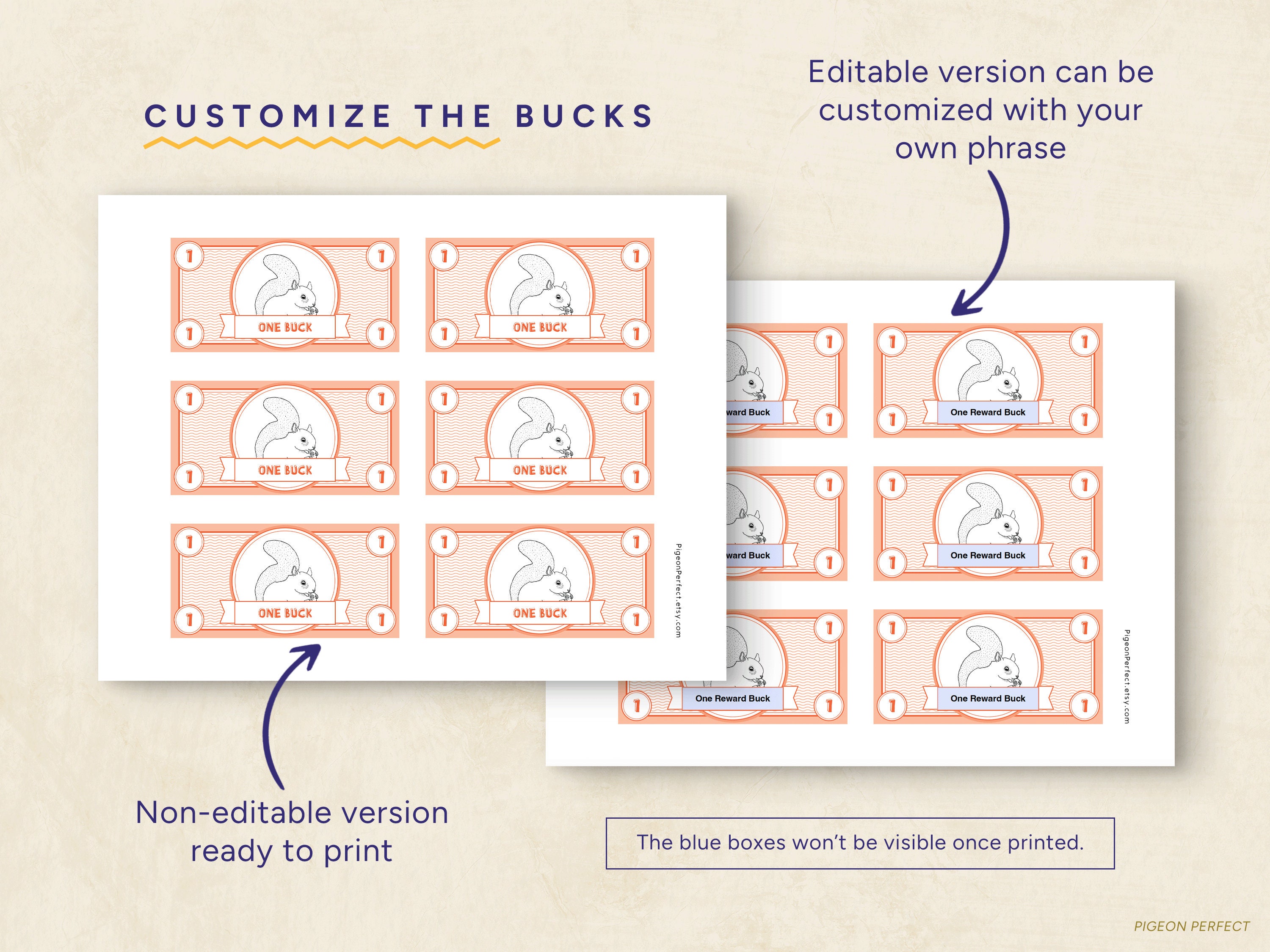 Editable Kids Reward Bucks, Printable Play Money, Mom Bucks, Reward ...