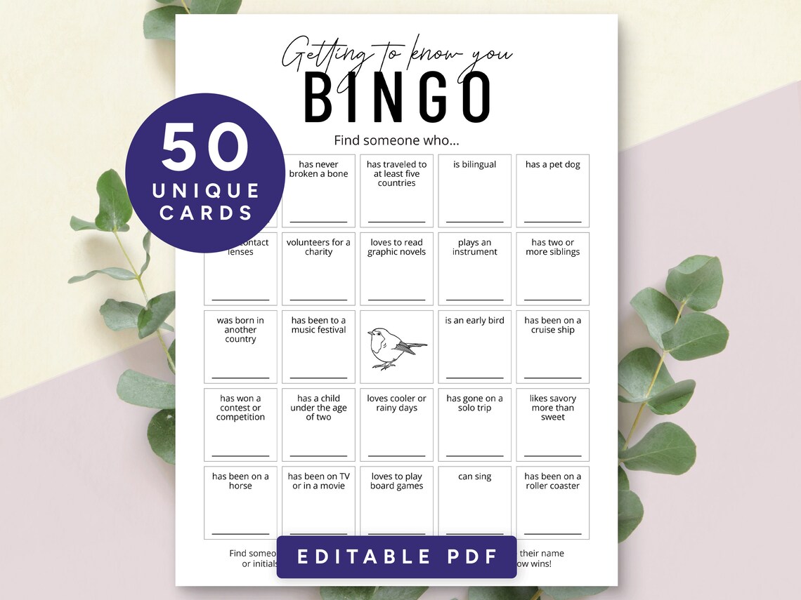 Editable Get to Know You Bingo, Mingle Bingo, Workplace Games, Coworker ...