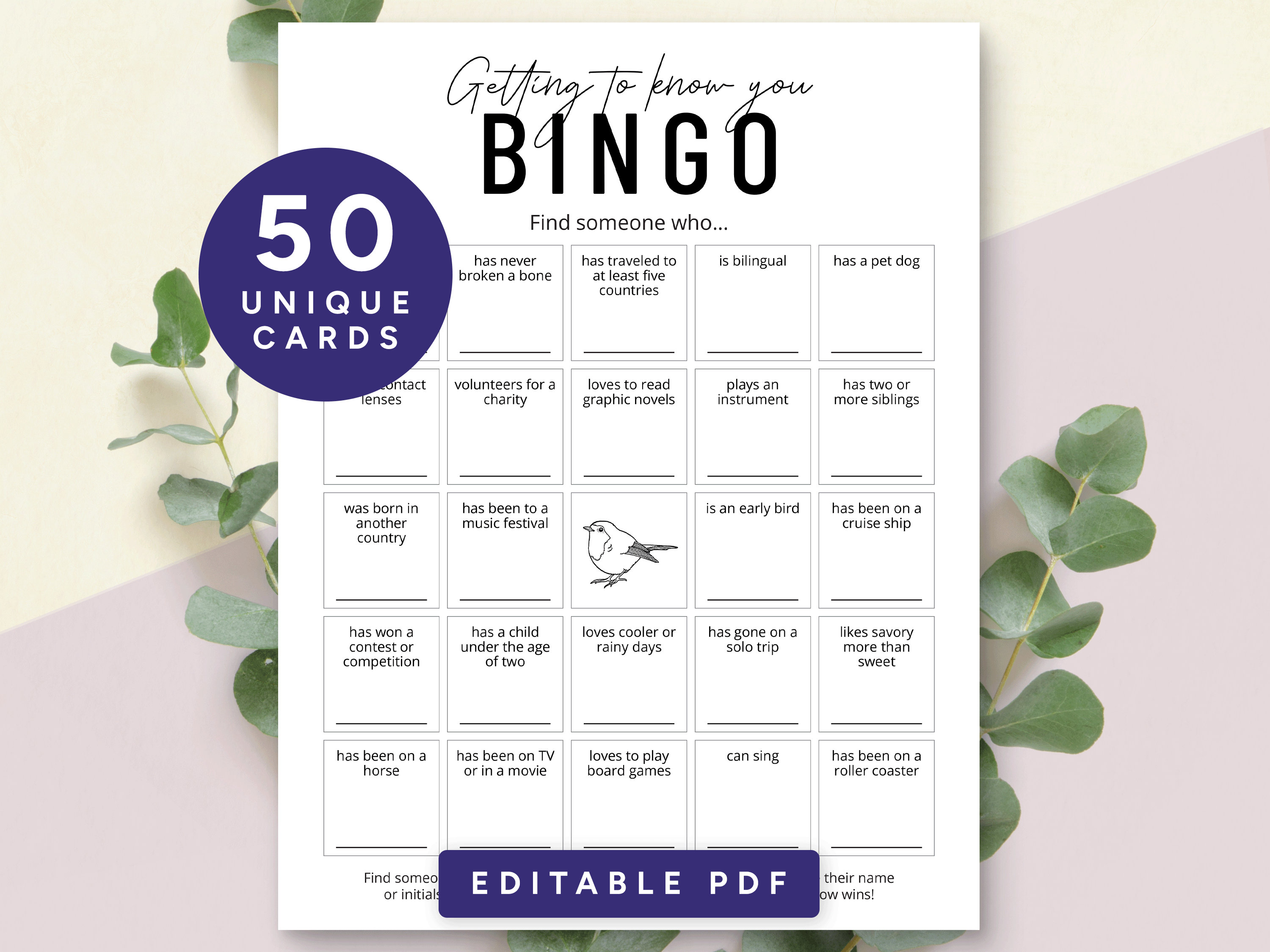 Editable Get to Know You Bingo, Mingle Bingo, Workplace Games, Coworker ...
